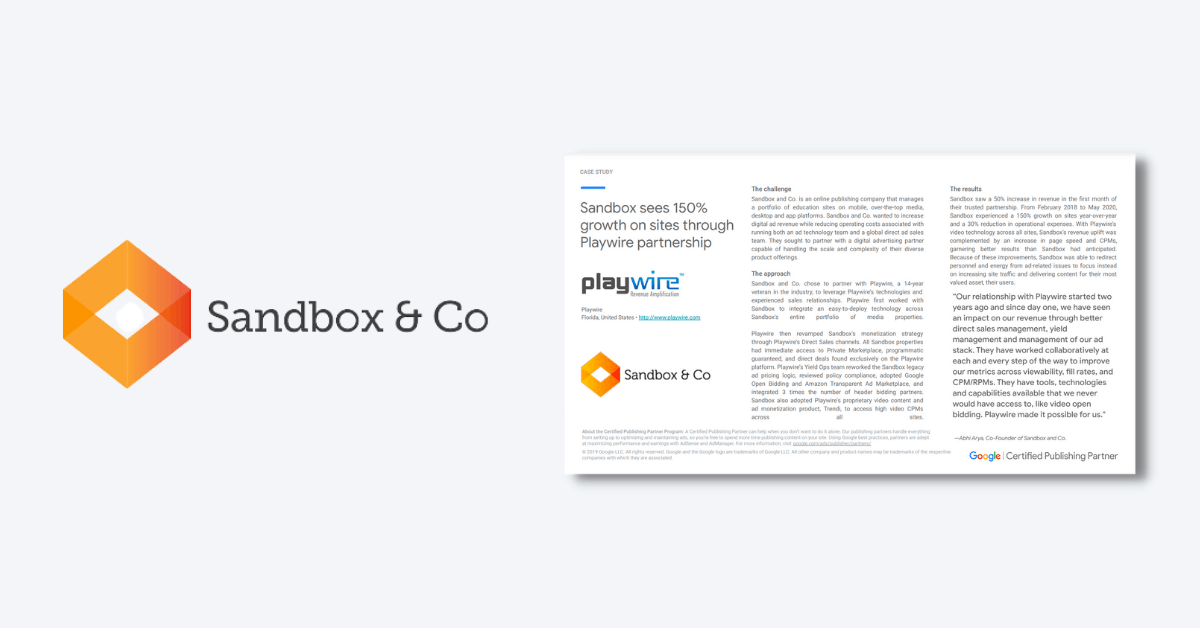 Sandbox and Co. | Increasing Ad Revenue with Playwire
